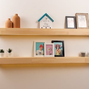 Natural Floating Shelf With LED Lights, Recessed LED Strip, Wood Shelf ...