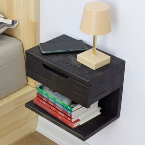 Black Floating Nightstand Wall Mounted Nightstand With - Etsy