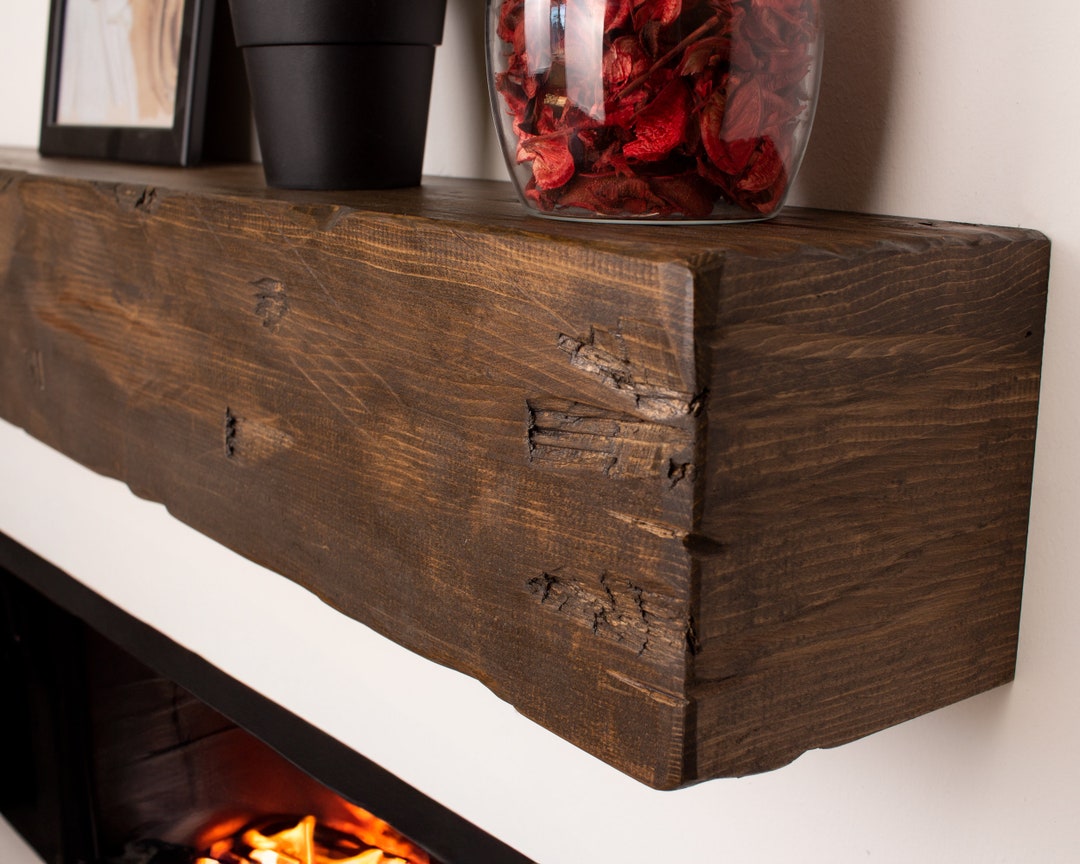 Rough Hewn Fireplace Shelf Mantel | Floating Mantel Shelf | Rustic ...
