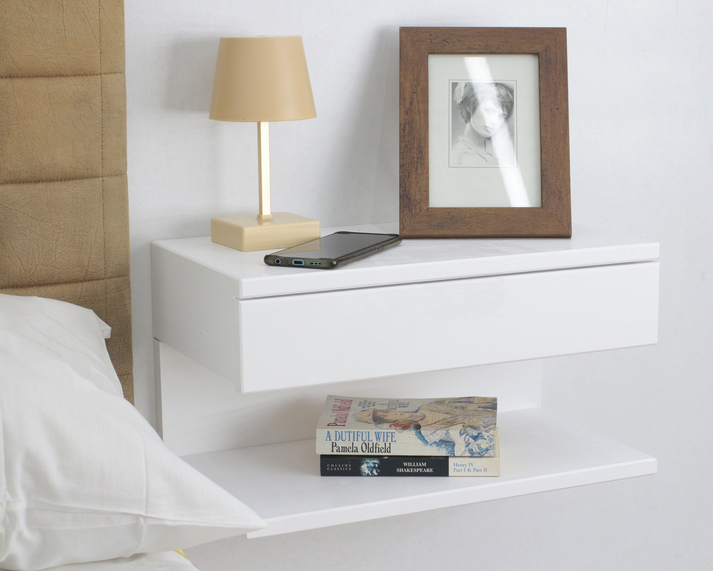 Nordic Wood Nightstand Wall Mounted Nightstand With Drawer - Etsy