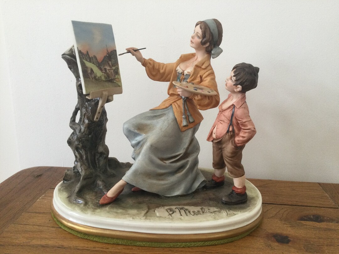 Figura de Capodimonte raro 'Lady Artist with Boy'. - Etsy México