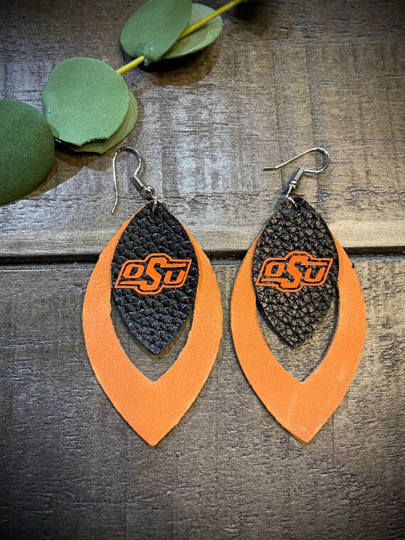 Genuine Leather OSU Cut Out Earrings