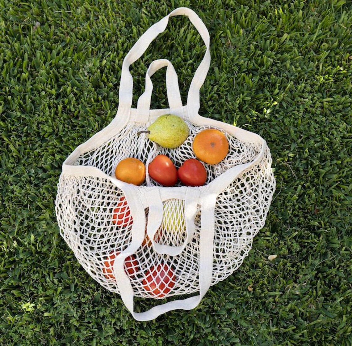 Organic Cotton French Market Bag With Two Handles | Reusable Shopping ...