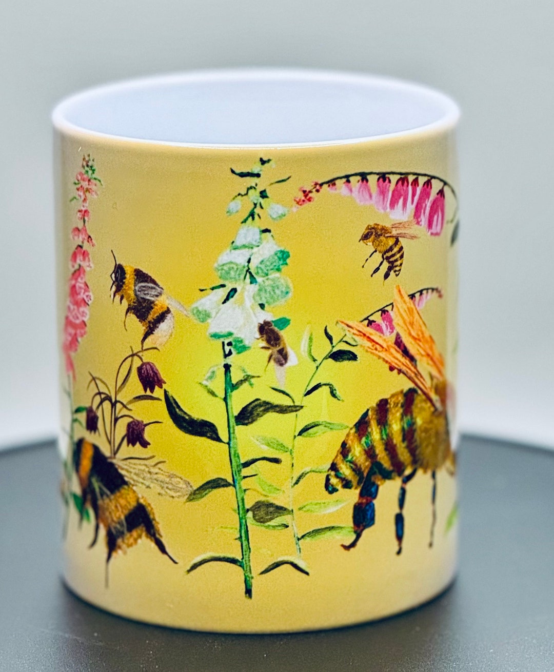 Bumble Bees, Honey Bees & Foxgloves Original Art Mug - Etsy