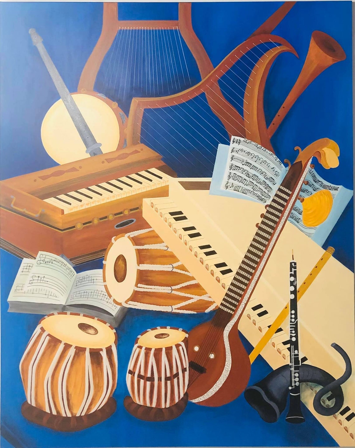 Original Acrylic Musical Instruments Painting / Wall Decor - Etsy UK
