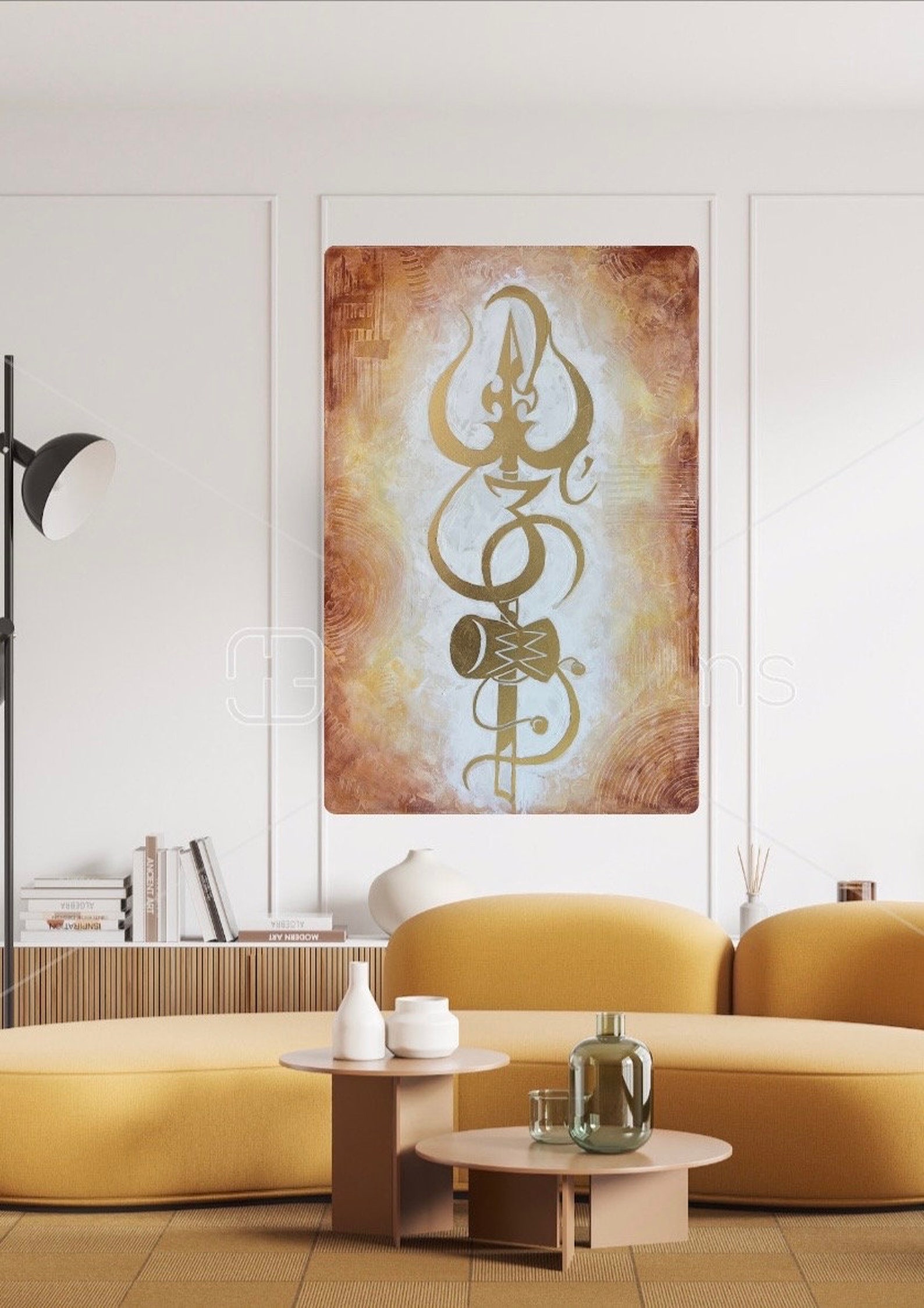 Handmade Lord Shiva Abstract Acrylic Canvas Painting, Canvas Wall Art ...