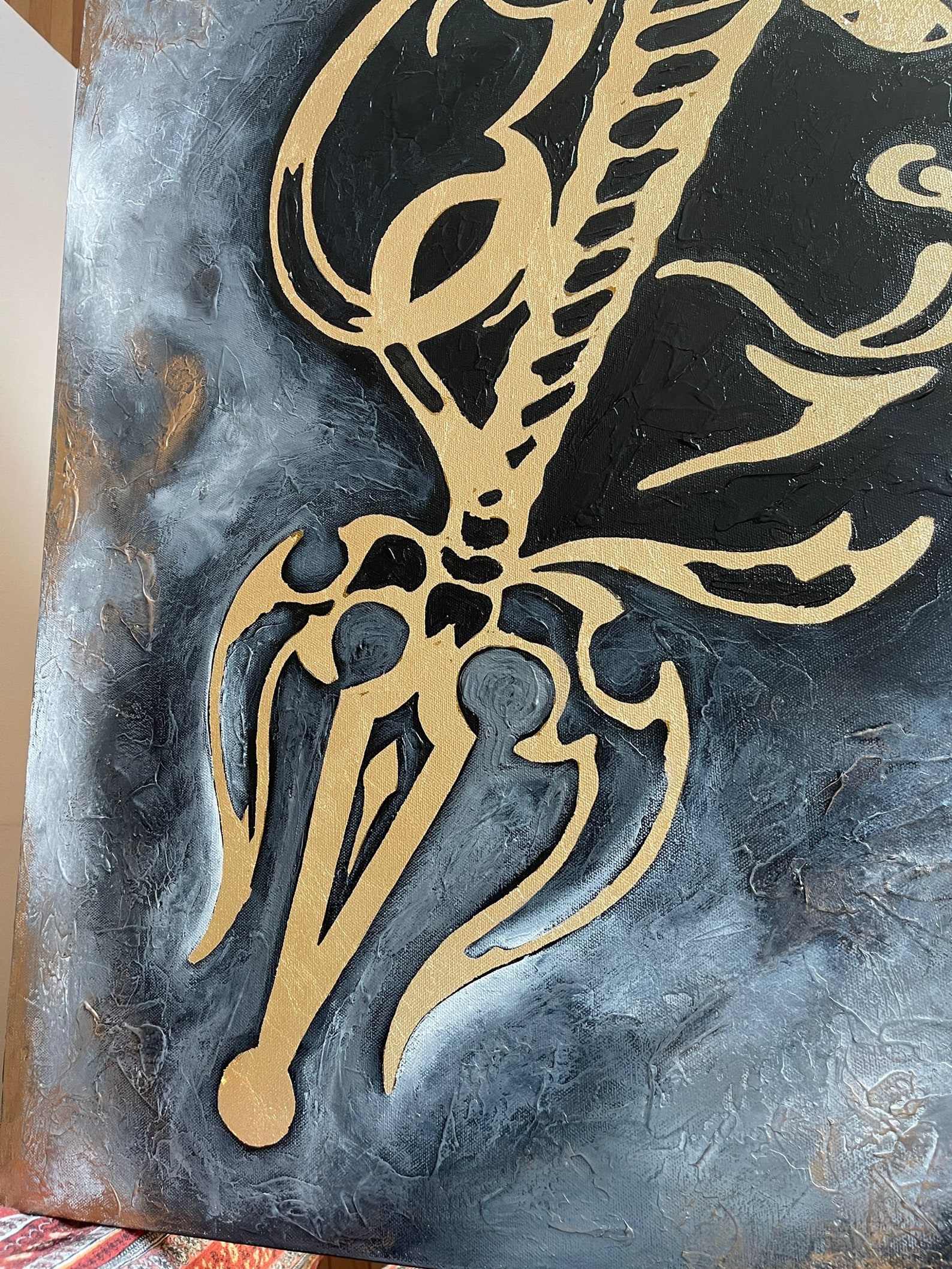 Handmade Lord Hanuman Abstract Acrylic Canvas Painting, Canvas Wall Art ...