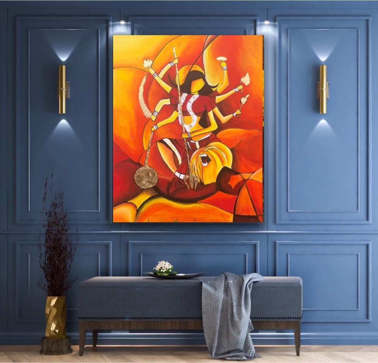 Goddess Maa Durga Contemporary Modern Abstract Style Painting / Durga ...