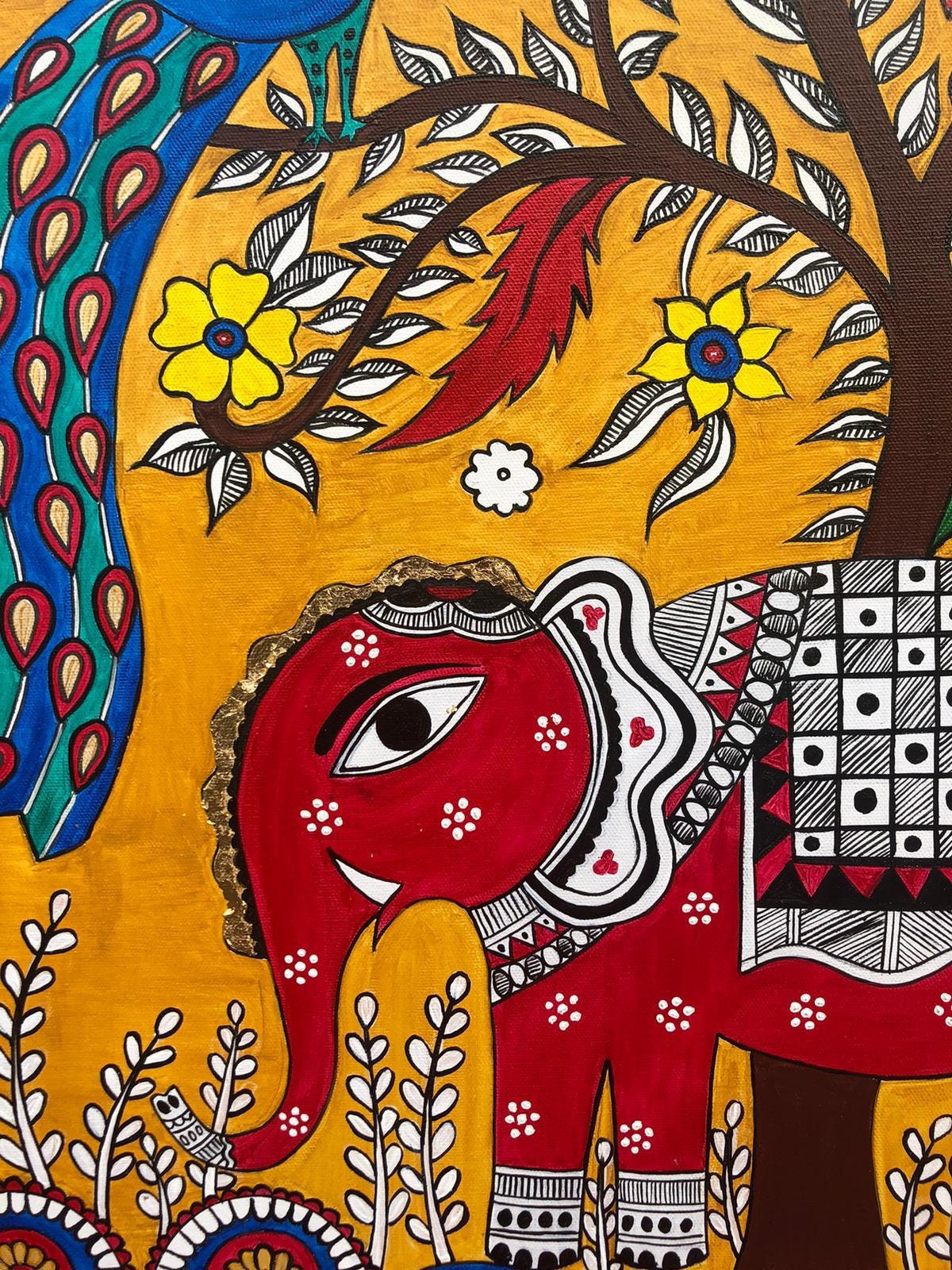 A Fusion of Madhubani and Kalamkari Painting / Indian Art / Bright ...