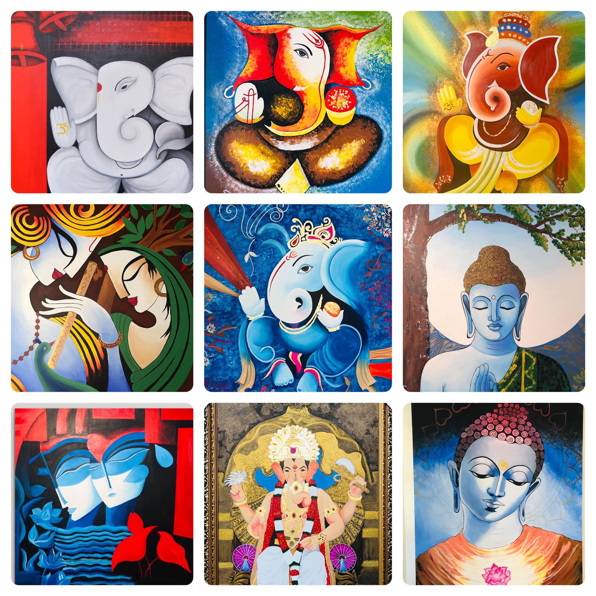 Modern Indian Art Radha Krishna Painting Indian Decor - Etsy