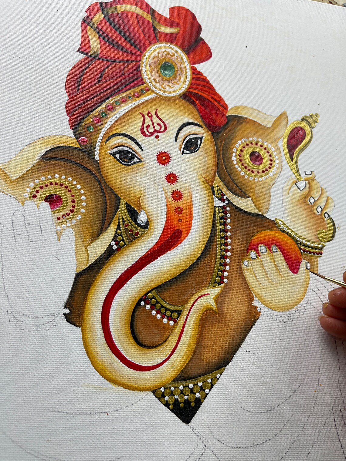 Modern Abstract Ganpati Acrylic Painting / Wall Decor / Ganesha ...