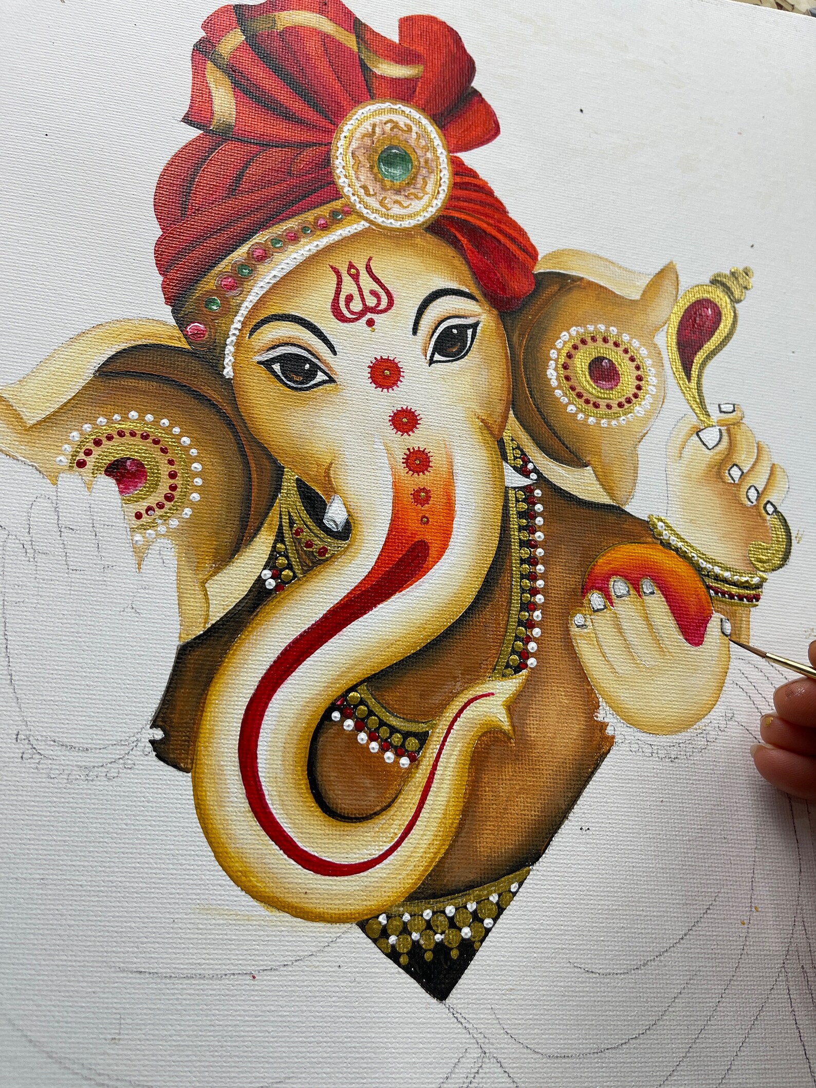 Modern Abstract Ganpati Acrylic Painting / Wall Decor / Ganesha ...