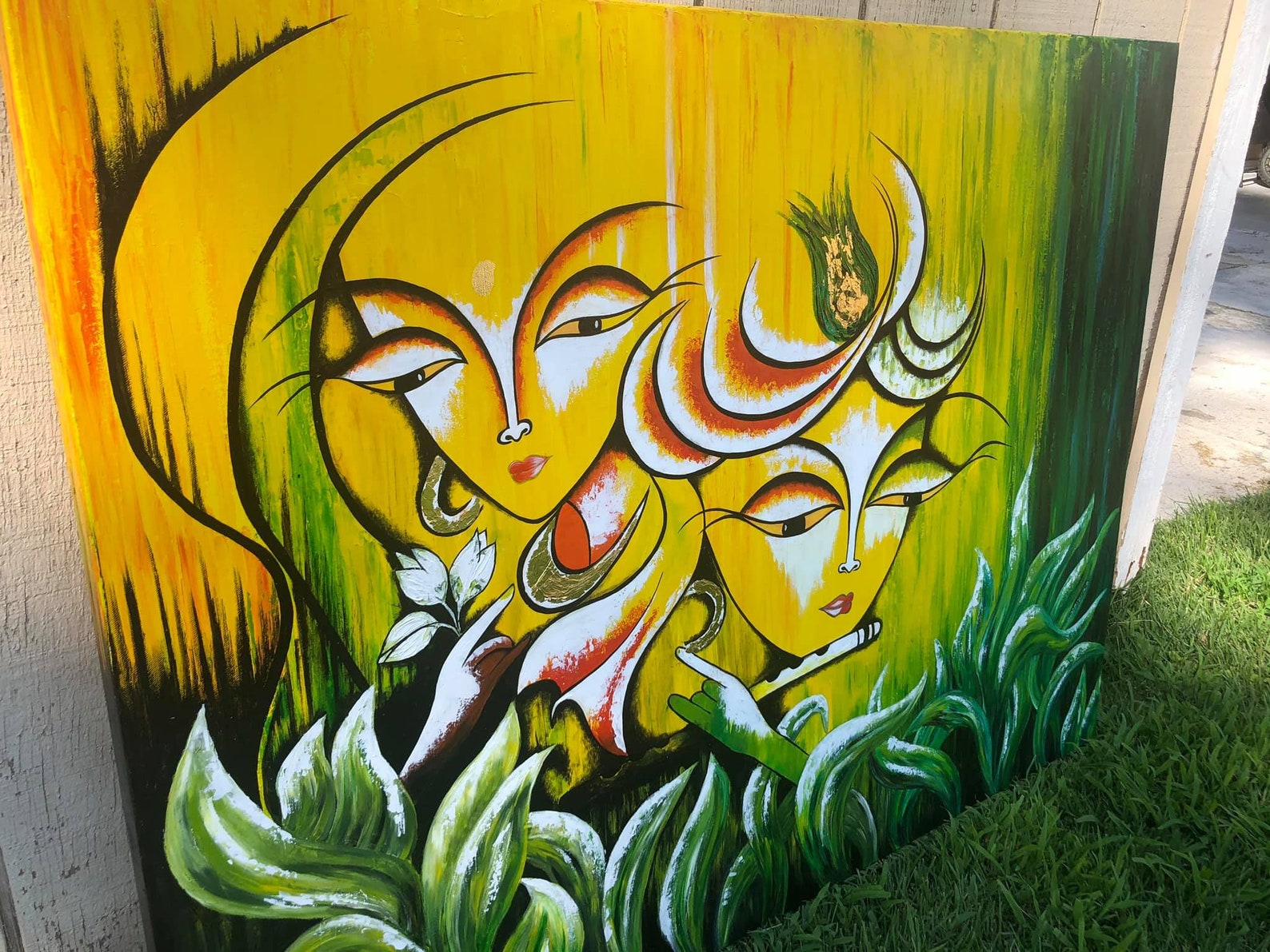 Modern Indian art Acrylic Radha krishna painting Indian | Etsy