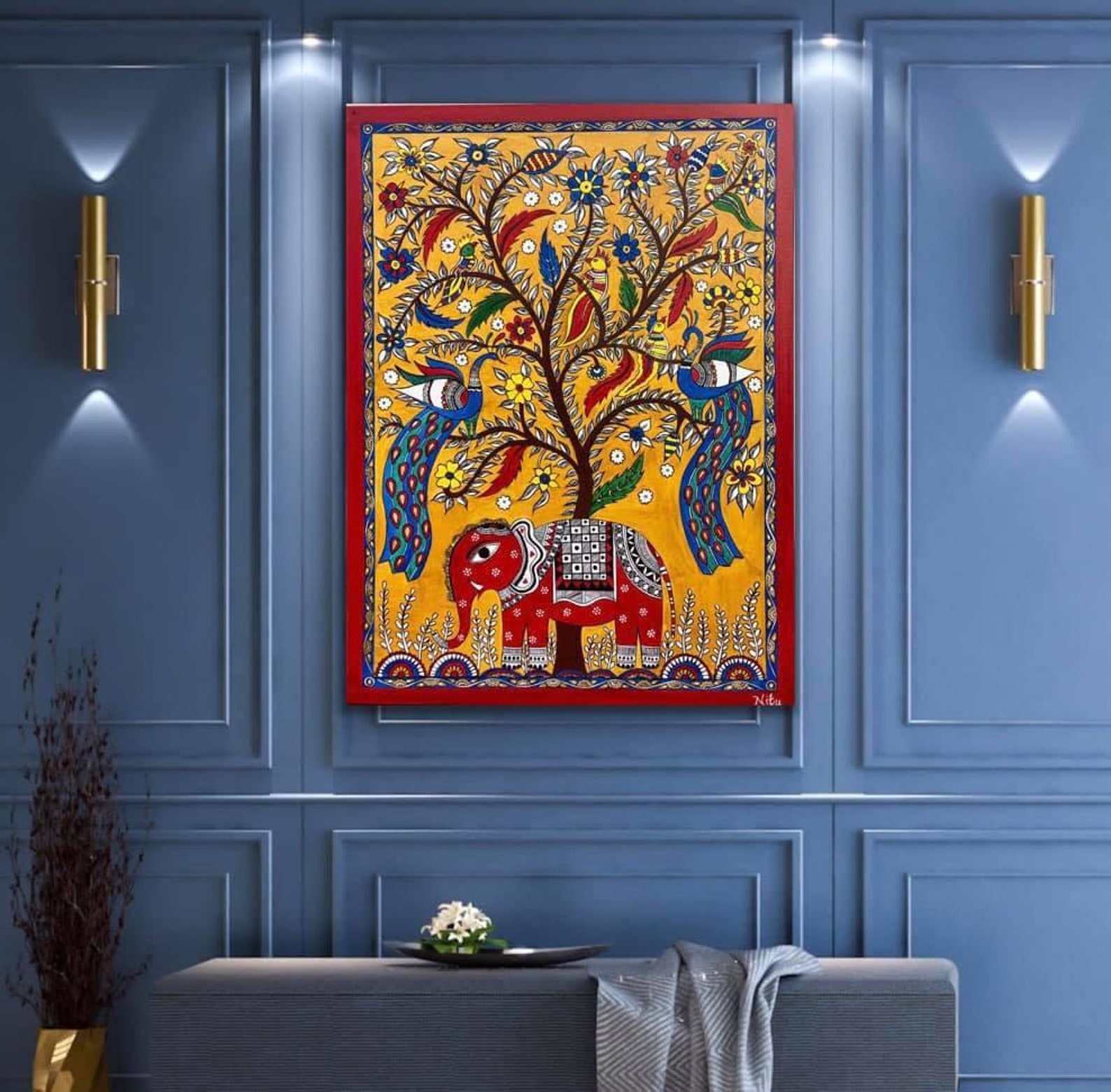 A Fusion of Madhubani and Kalamkari Painting / Indian Art / Bright ...