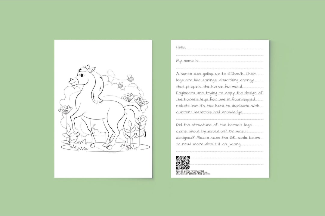 The Horse’s Leg - Was It Designed? - JW Kids Letter Writing - Etsy