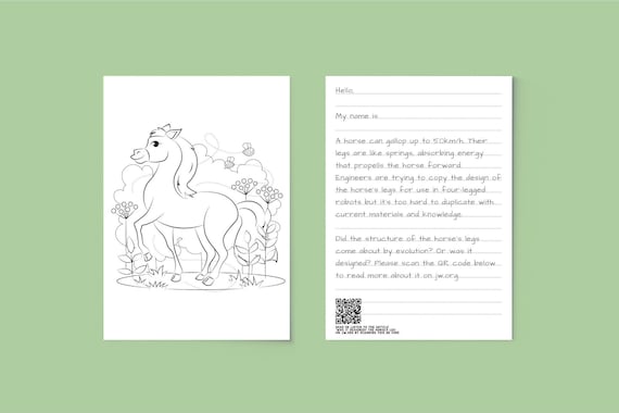 The Horses Leg Was It Designed JW Kids Letter Writing - Etsy