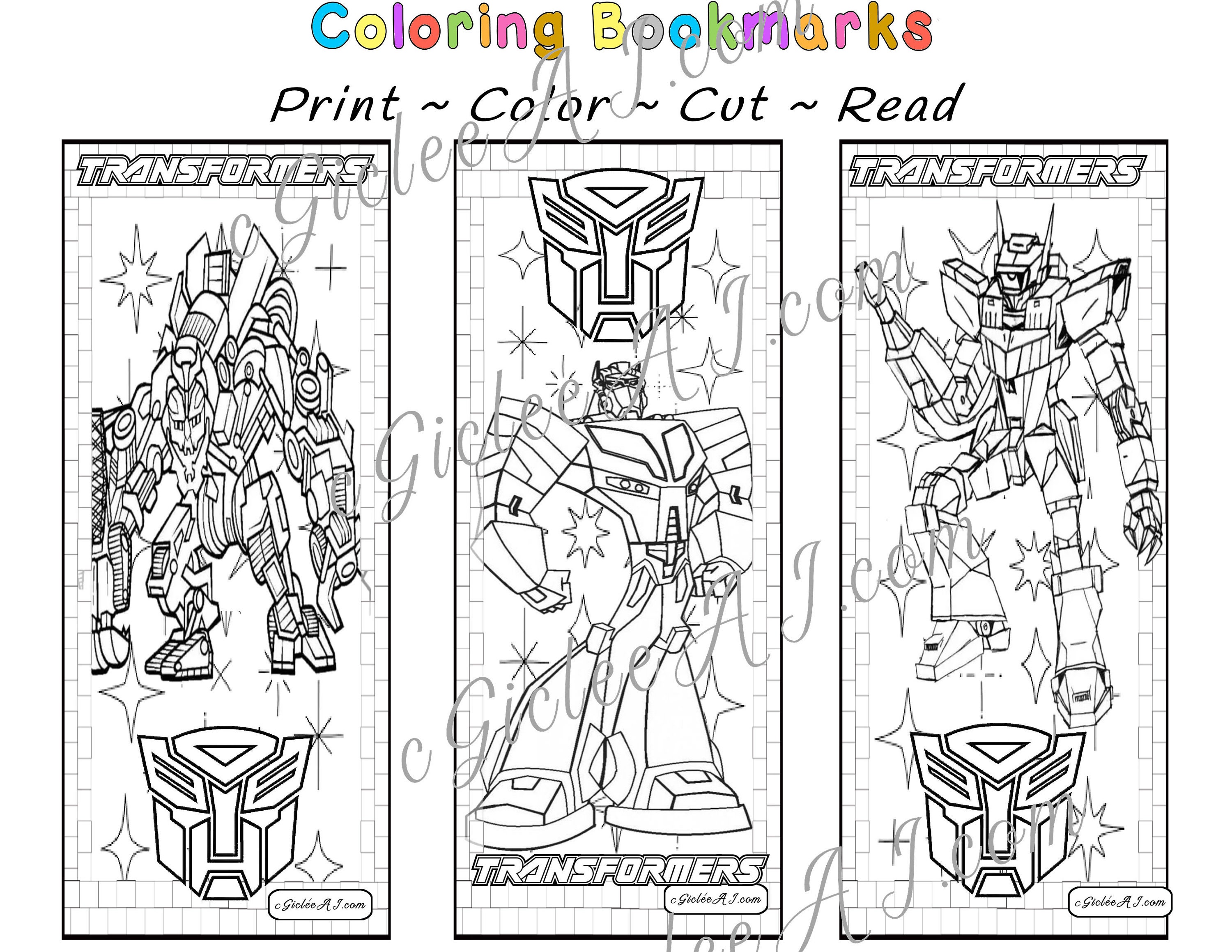 3 TRANSFORMERS Coloring Bookmarks Coloring Printable - Etsy