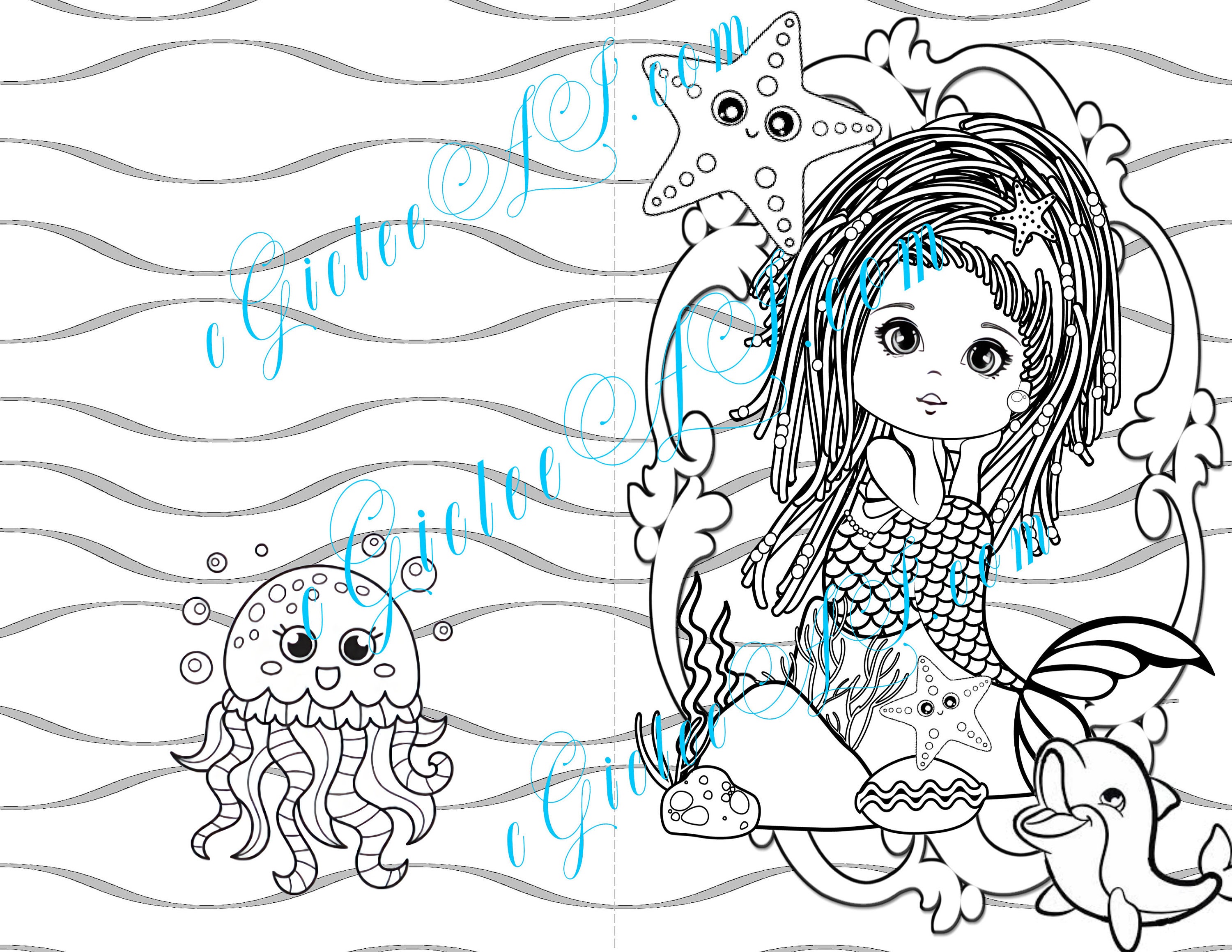 1 3D Pop-up MERMAIDS Printable DIY Children's Kid's Coloring Card ...