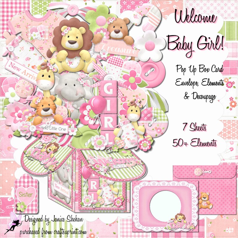 Printable DIY 3D Pop-Up Box Explosion Card New Baby Girl - Etsy Polska