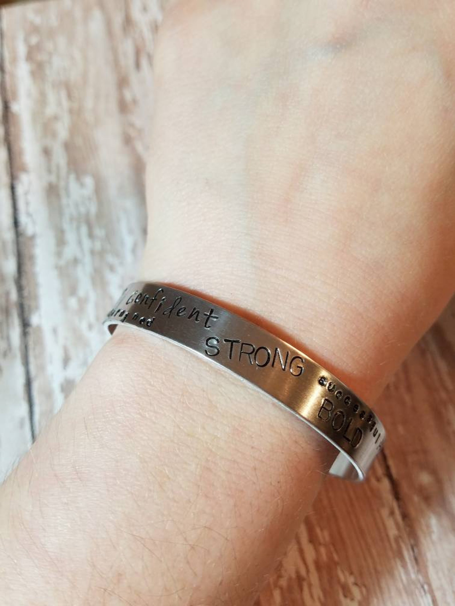 Empowering Bracelet Encouragement Bracelet Hand Stamped Metal Cuff ...