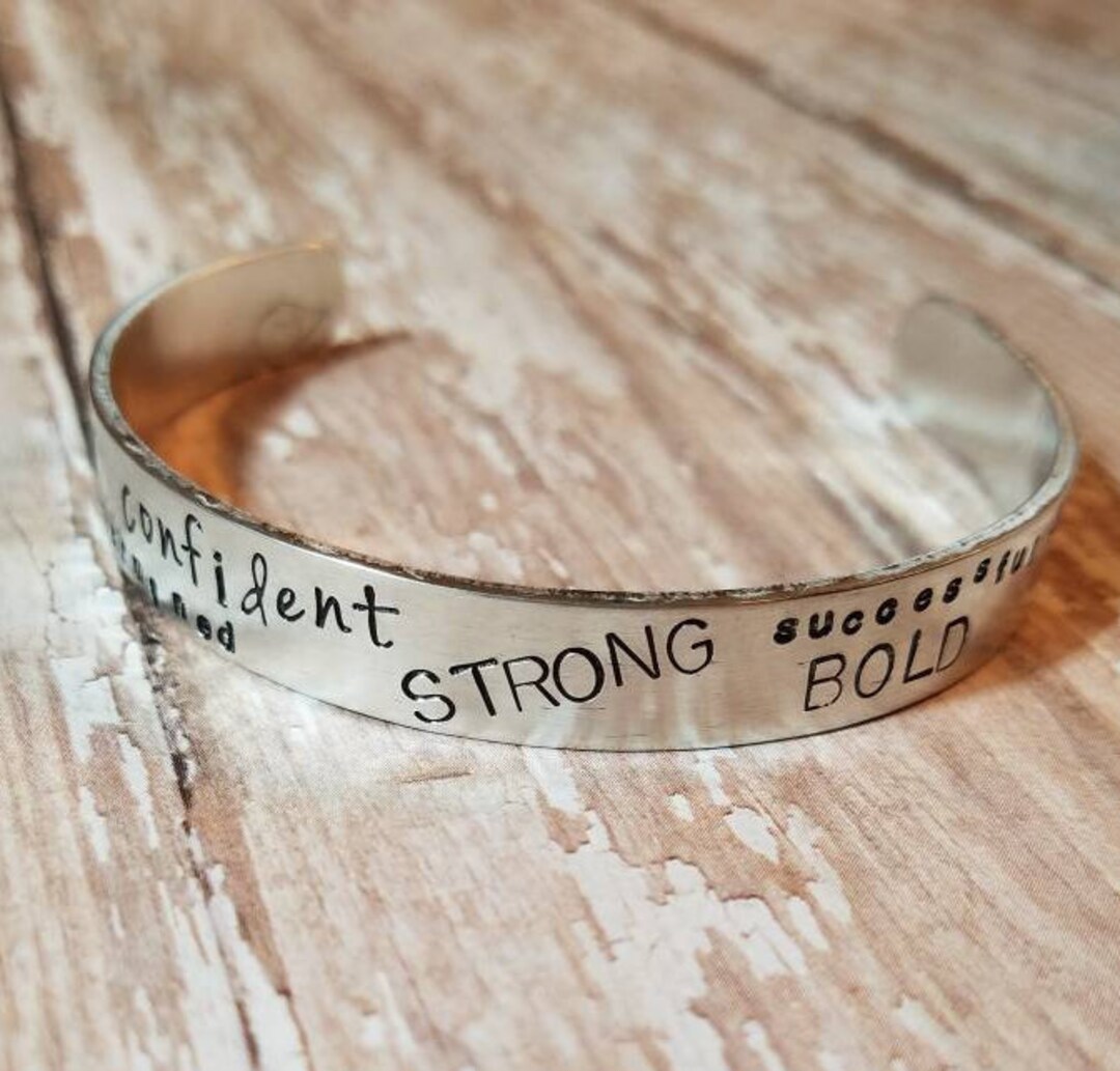 Empowering Bracelet Encouragement Bracelet Hand Stamped Metal Cuff ...