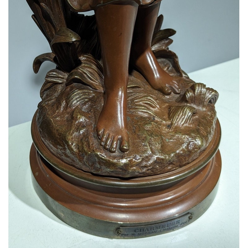 Antique French Bronze Figure,bronze "charmeuse" by Moreau,bronze ...