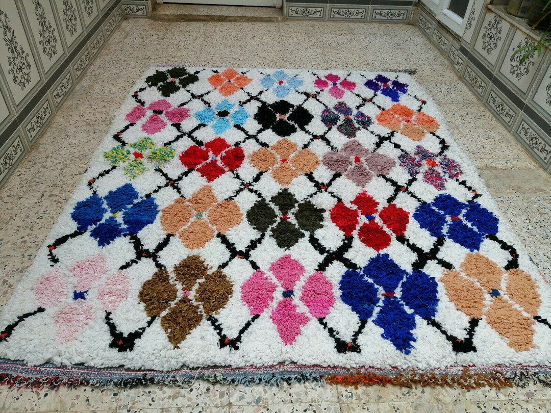 Handmade Rug,moroccan Rug,algerian Rug,floral Rug,colorful Rug,azilal ...