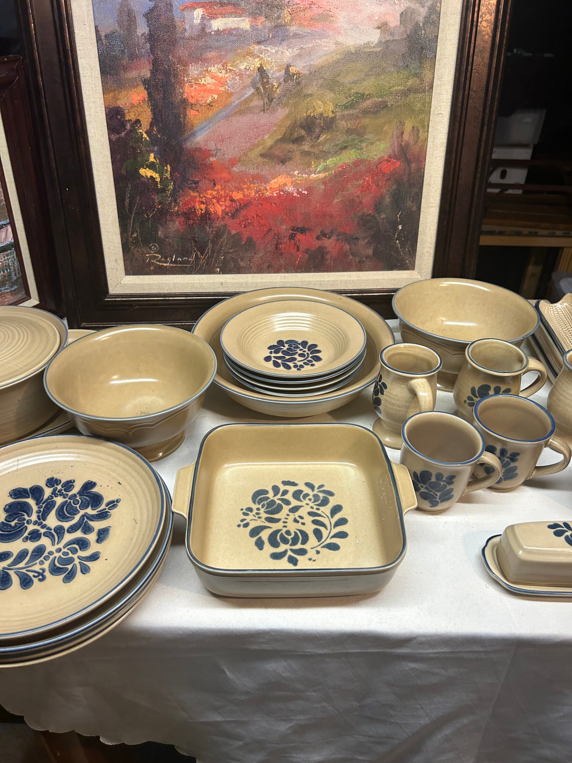 Vintage Pfaltzgraff Folk Art Stoneware Dinnerware Set - Etsy