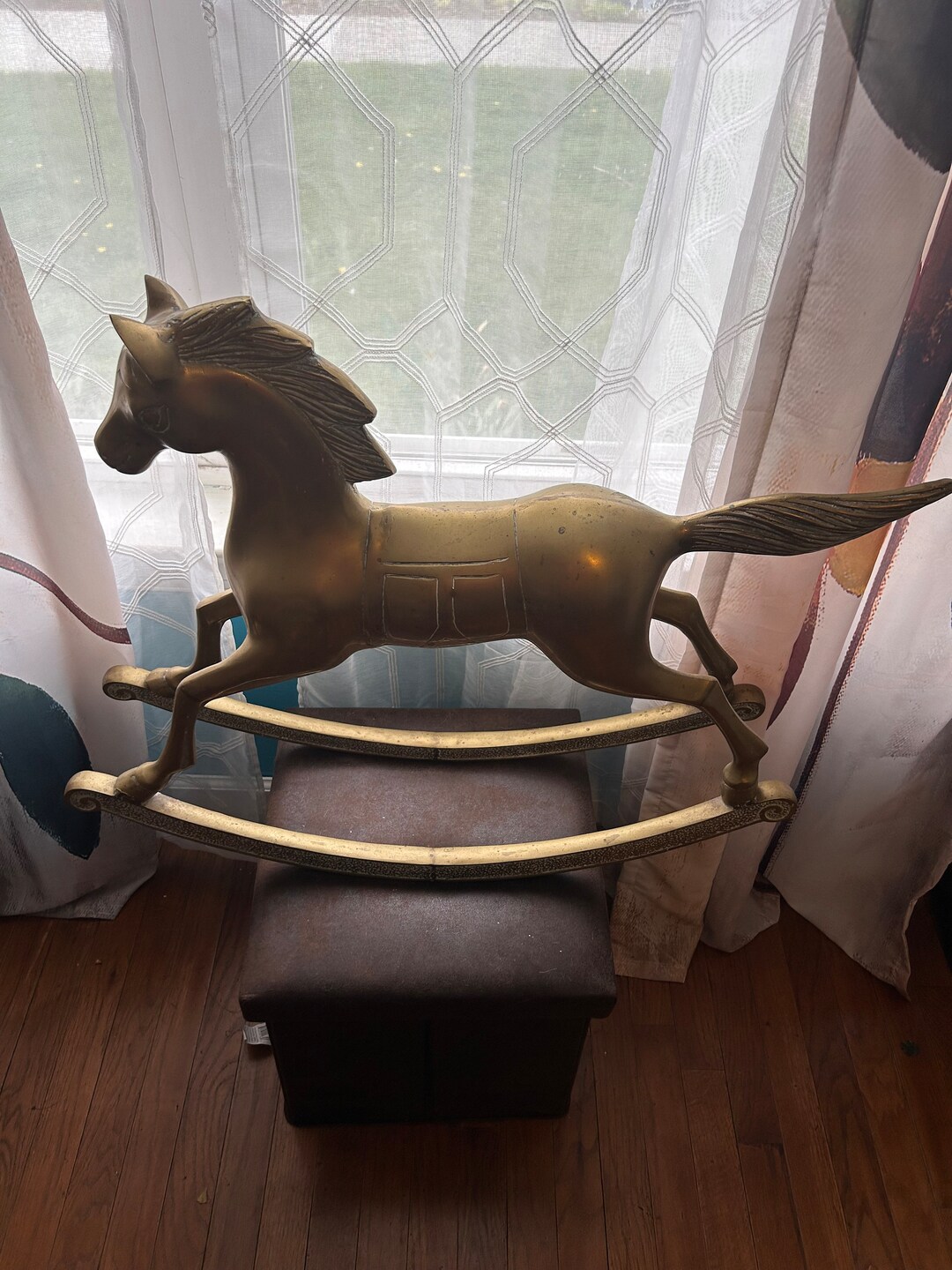 Vintage Large Brass Rocking Horse - Etsy