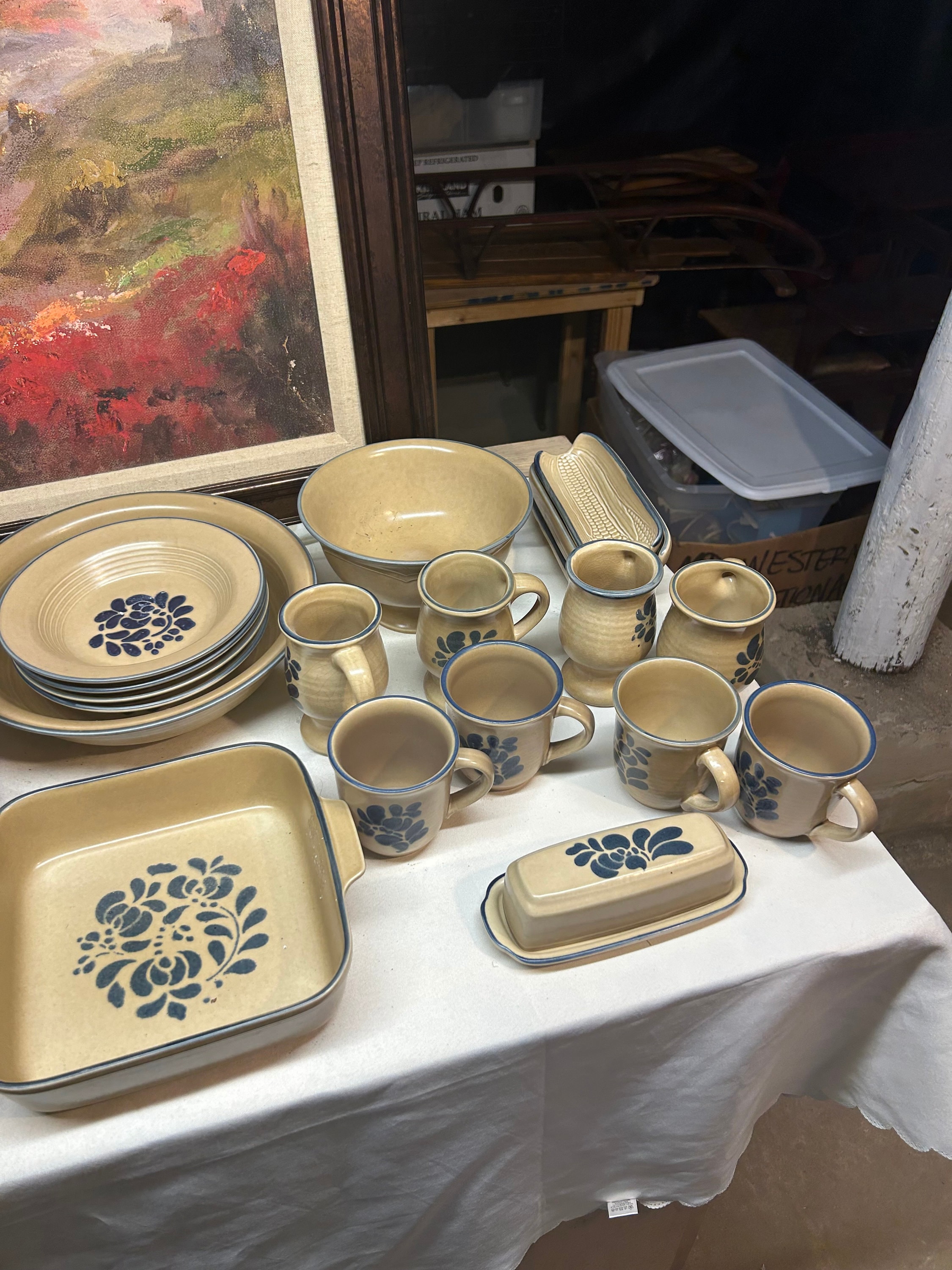 Vintage Pfaltzgraff Folk Art Stoneware Dinnerware Set - Etsy