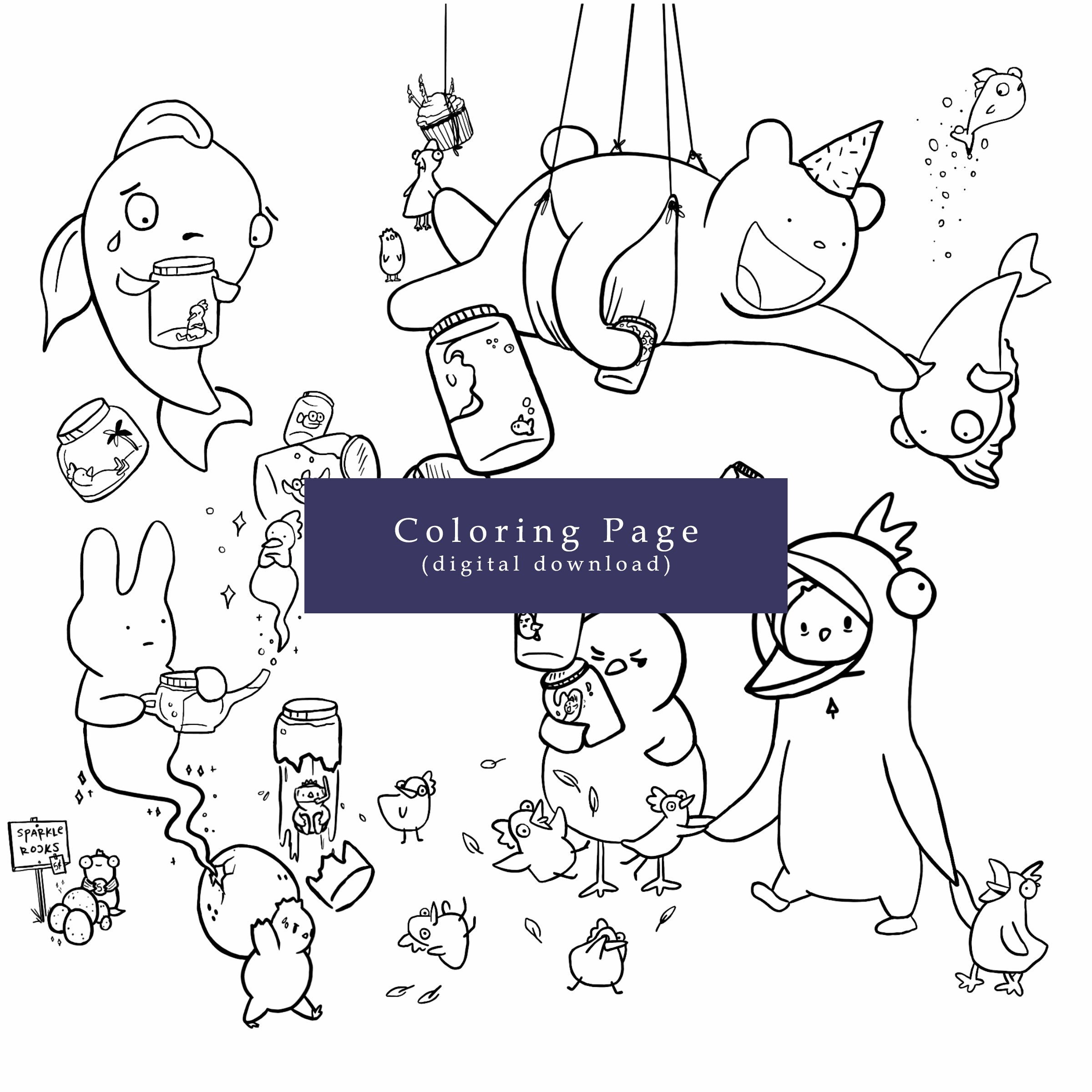 Animal Chaos Coloring Page Printable PDF Digital Art - Etsy Canada