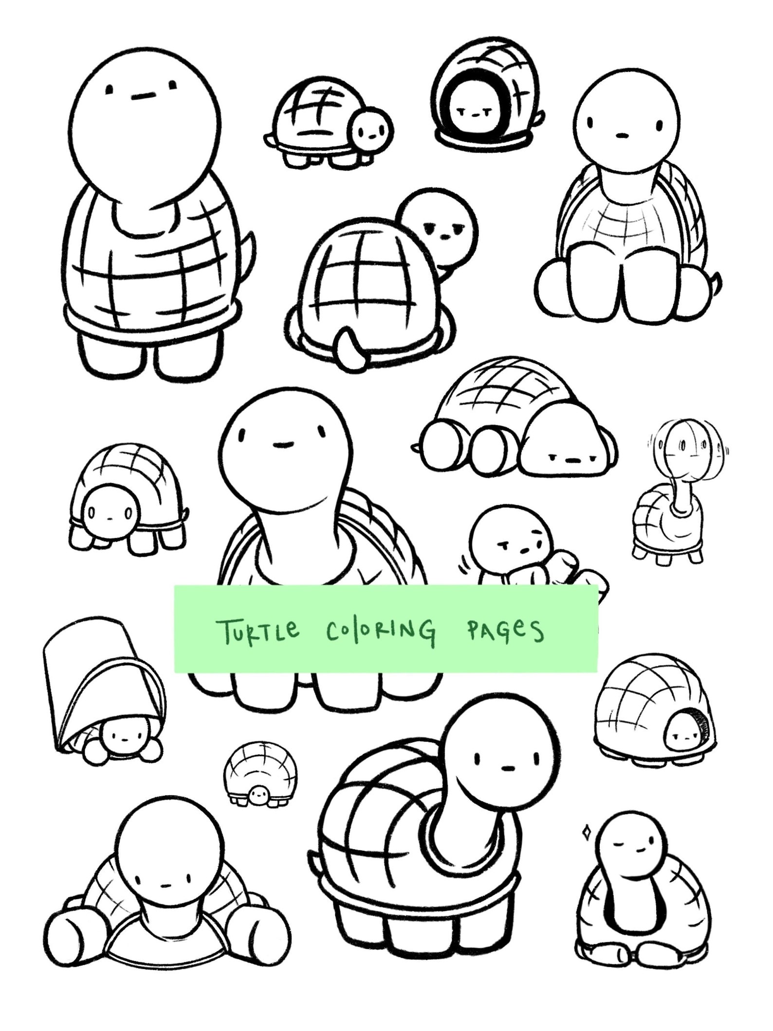 Turtle Coloring Pages: Collection of 3 Printable Pdfs Digital Art ...