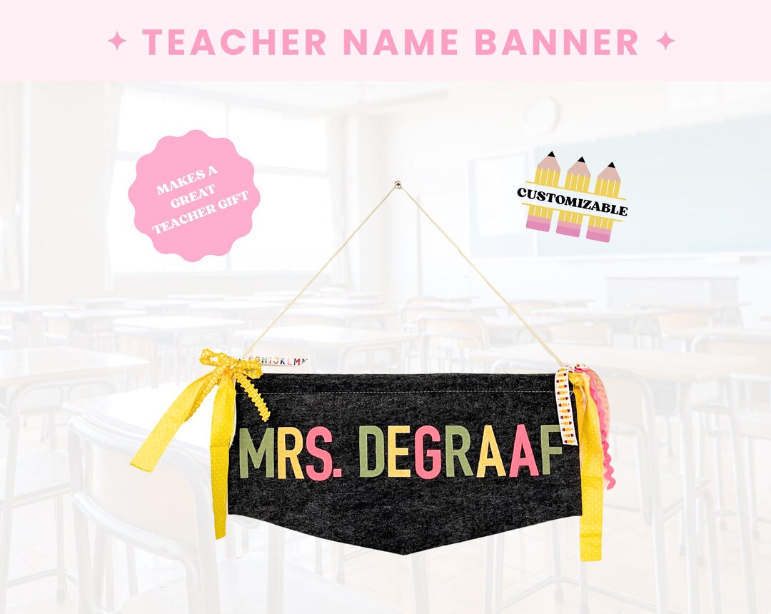 Felt Name Banner, Teacher Name Banner, Teacher Banner, Desk Banner ...