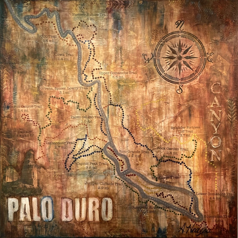 Palo Duro Canyon Trail Map 12x12 Art Print - Etsy