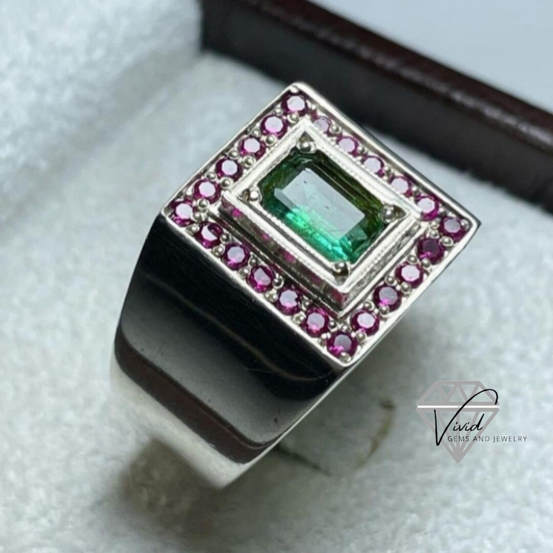 Luxury Handmade Men's Emerald Ring – Genuine Zamarud in 925 Sterling ...