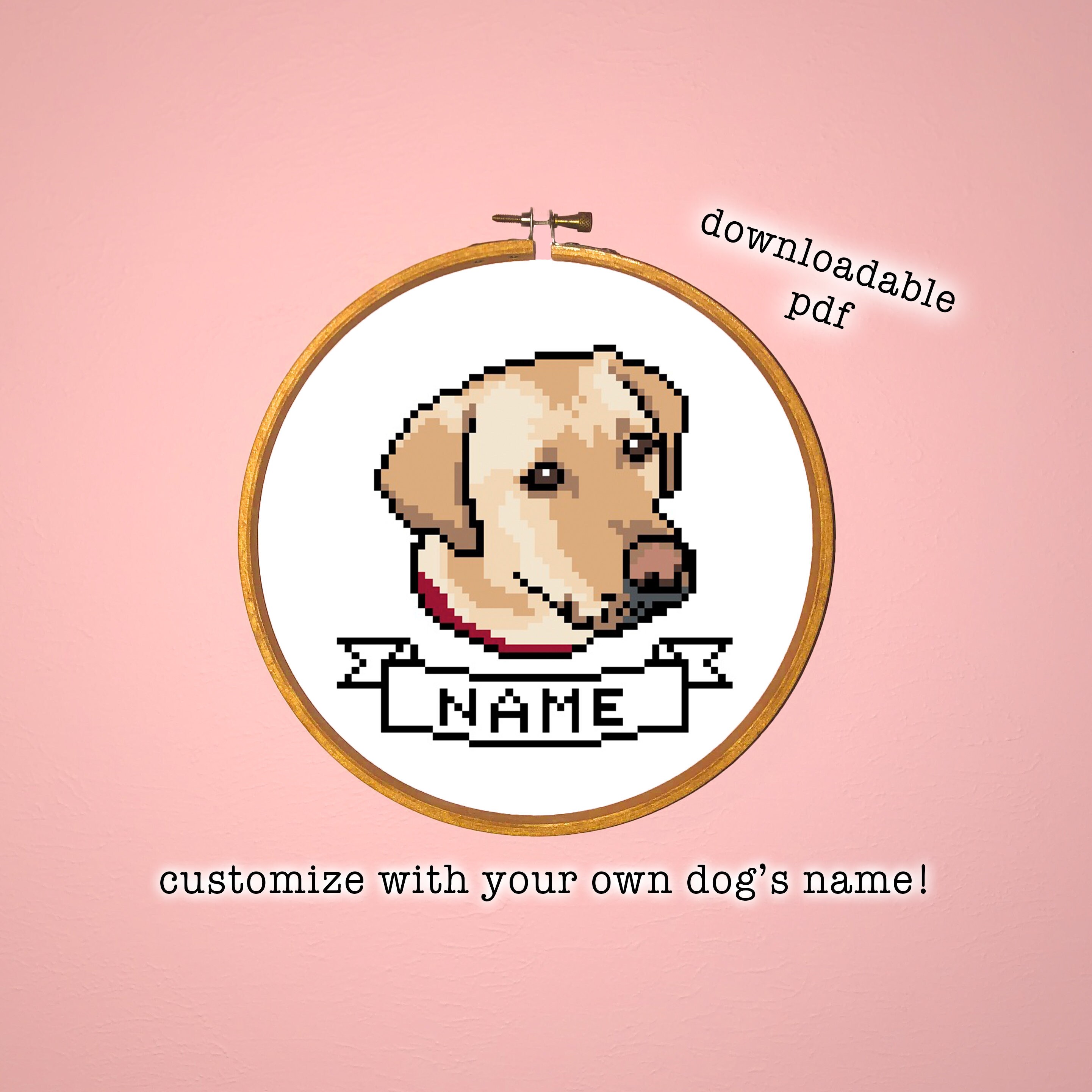 Custom Dog Name Cross Stitch Pattern Choose Yellow - Etsy