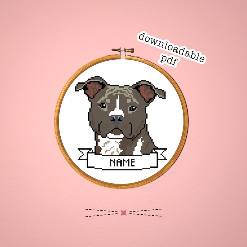 Custom Dog Name Cross Stitch Pattern! Pit Bull, Pet, Puppy - PDF ...