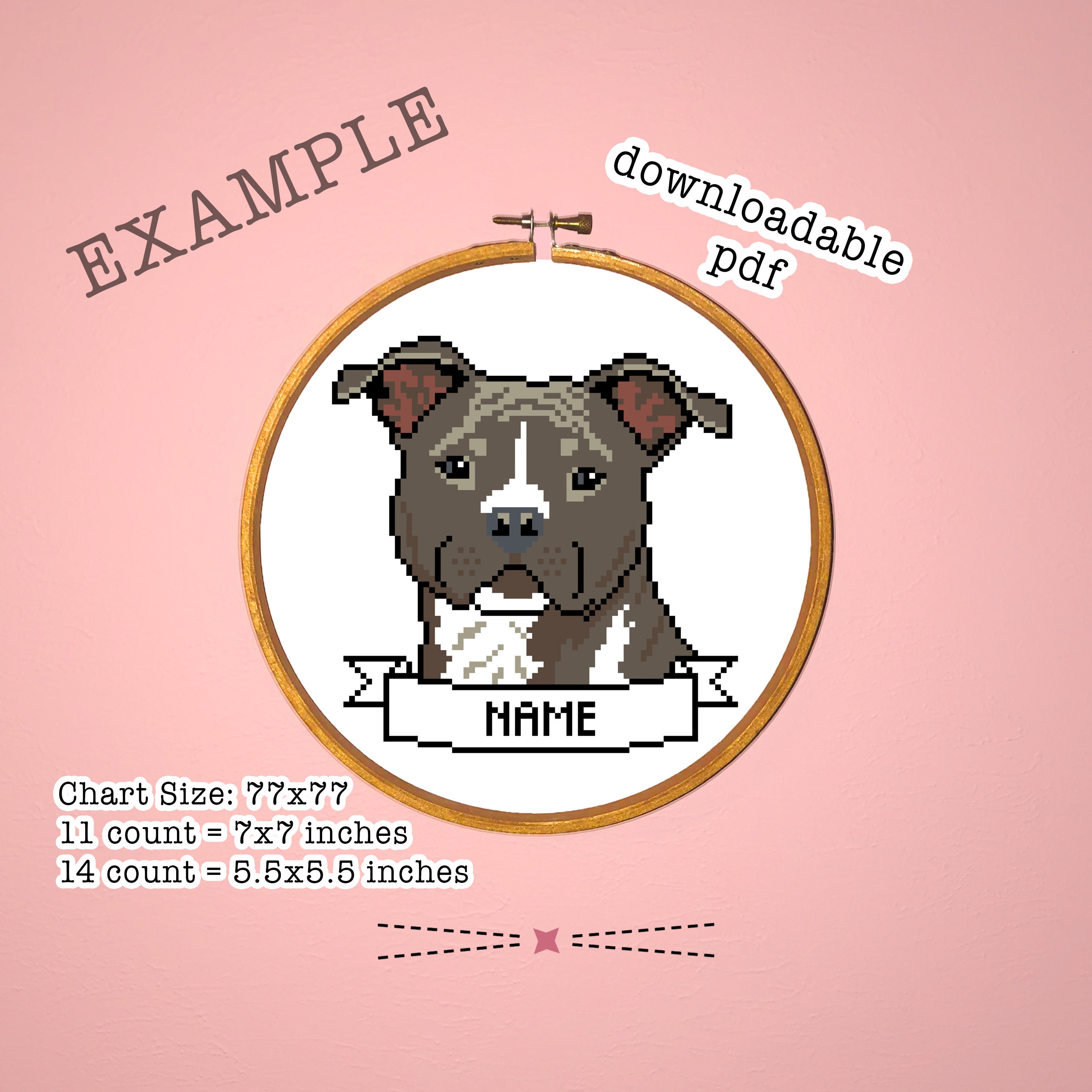 Custom Dog Name Cross Stitch Pattern! Pit Bull, Pet, Puppy - PDF ...