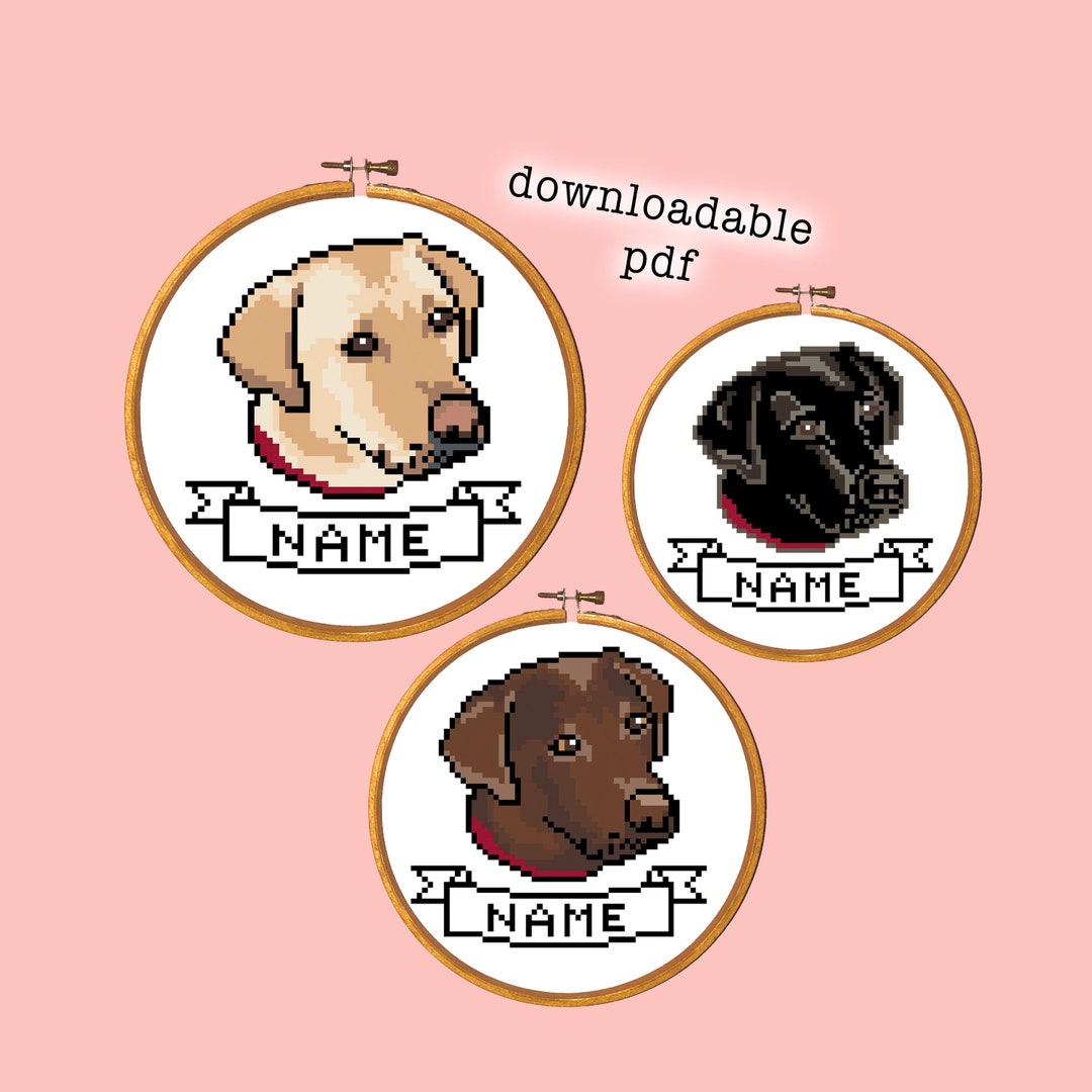 Custom Dog Name Cross Stitch Pattern! Choose Yellow, Chocolate, or ...