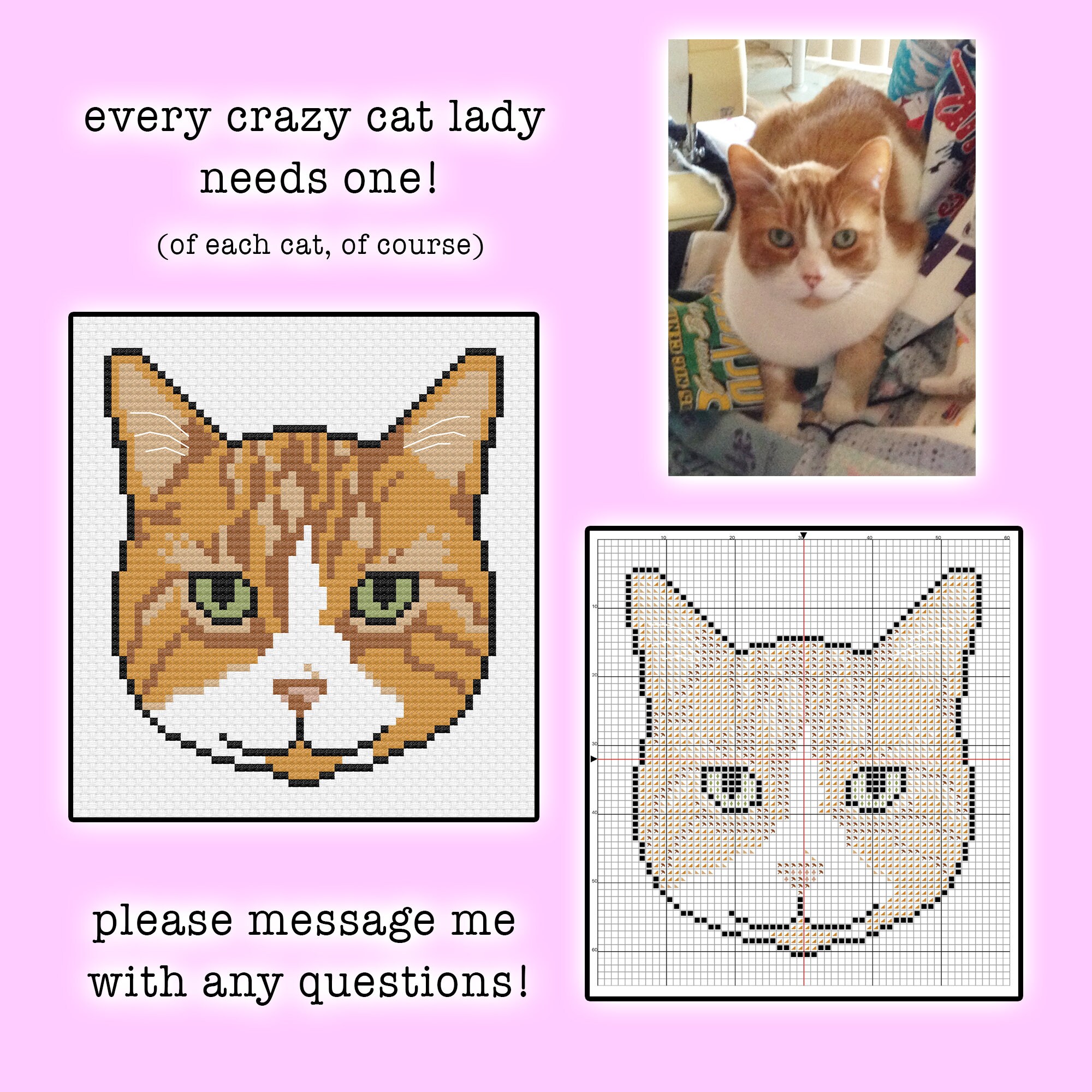 Custom Cat Cross Stitch Pattern PDF Digital Pattern Pet - Etsy