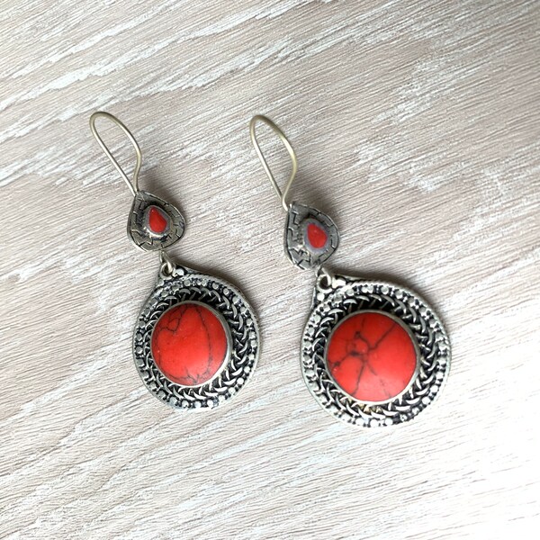 Coral Earrings Silver - Etsy