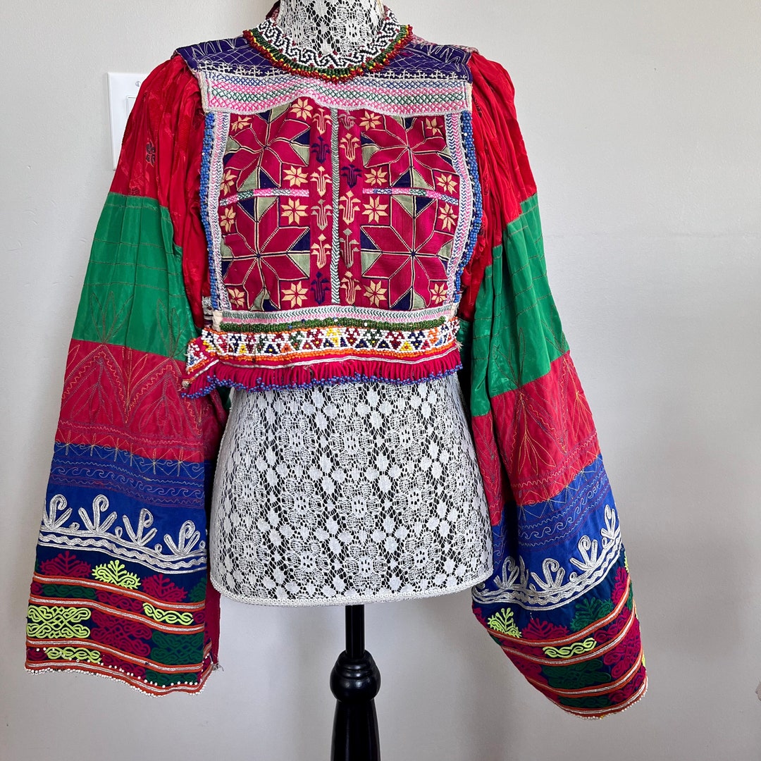 Afghan Choli Crop Top, Vintage Beaded Crop Top, Afghan Clothing ...