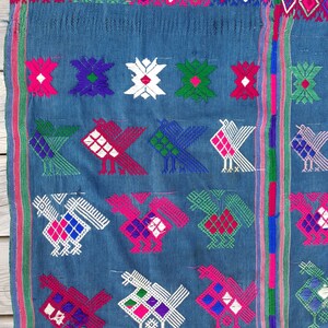 Rare Vintage Indigo Traditional Mayan Tzute Wall Hanging Guatemala Cruz ...