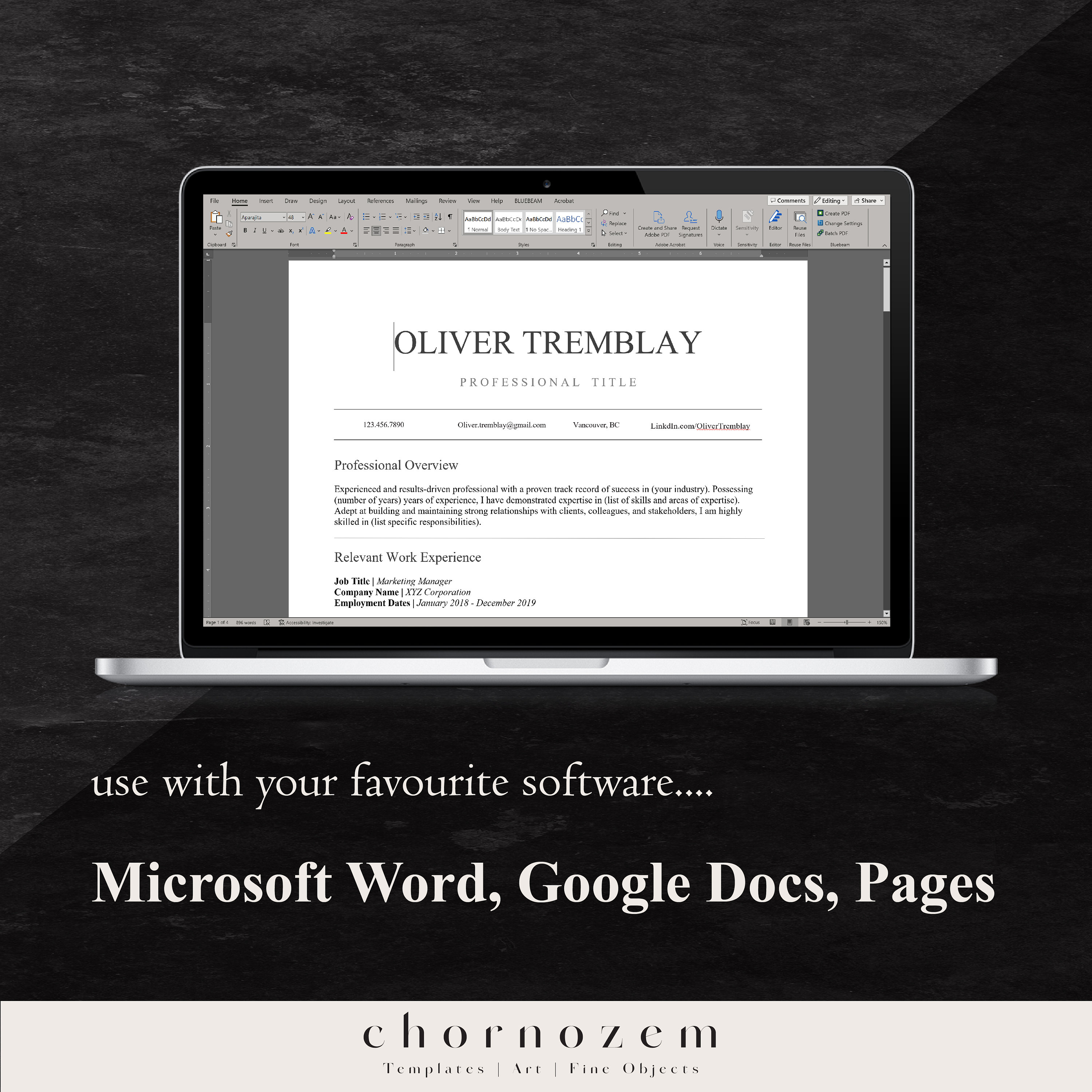 Microsoft Word, Clean, Modern Designed, Editable, Resume Template ...