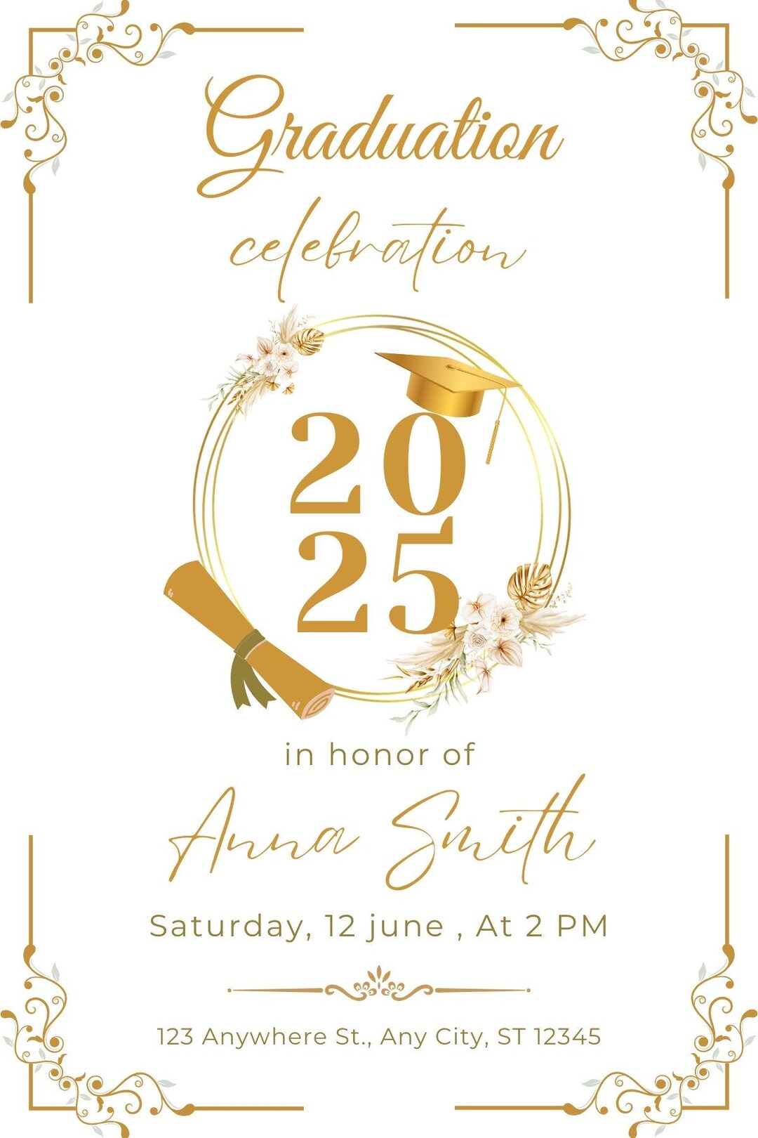 Graduation Party Invitation, Graduation Celebration, Class of 2025 ...
