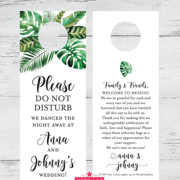 Tropical Leaves Welcome Door Sign - Etsy