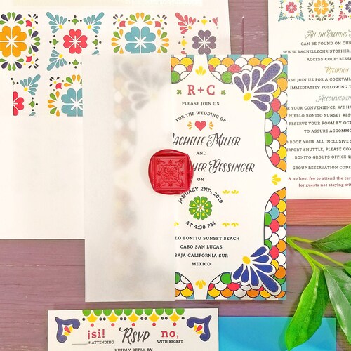 Talavera Spanish Tile Wedding Invitations Printed Invites - Etsy