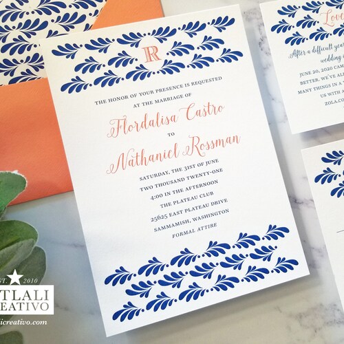 Talavera Spanish Tile Wedding Invitations Printed Invites - Etsy