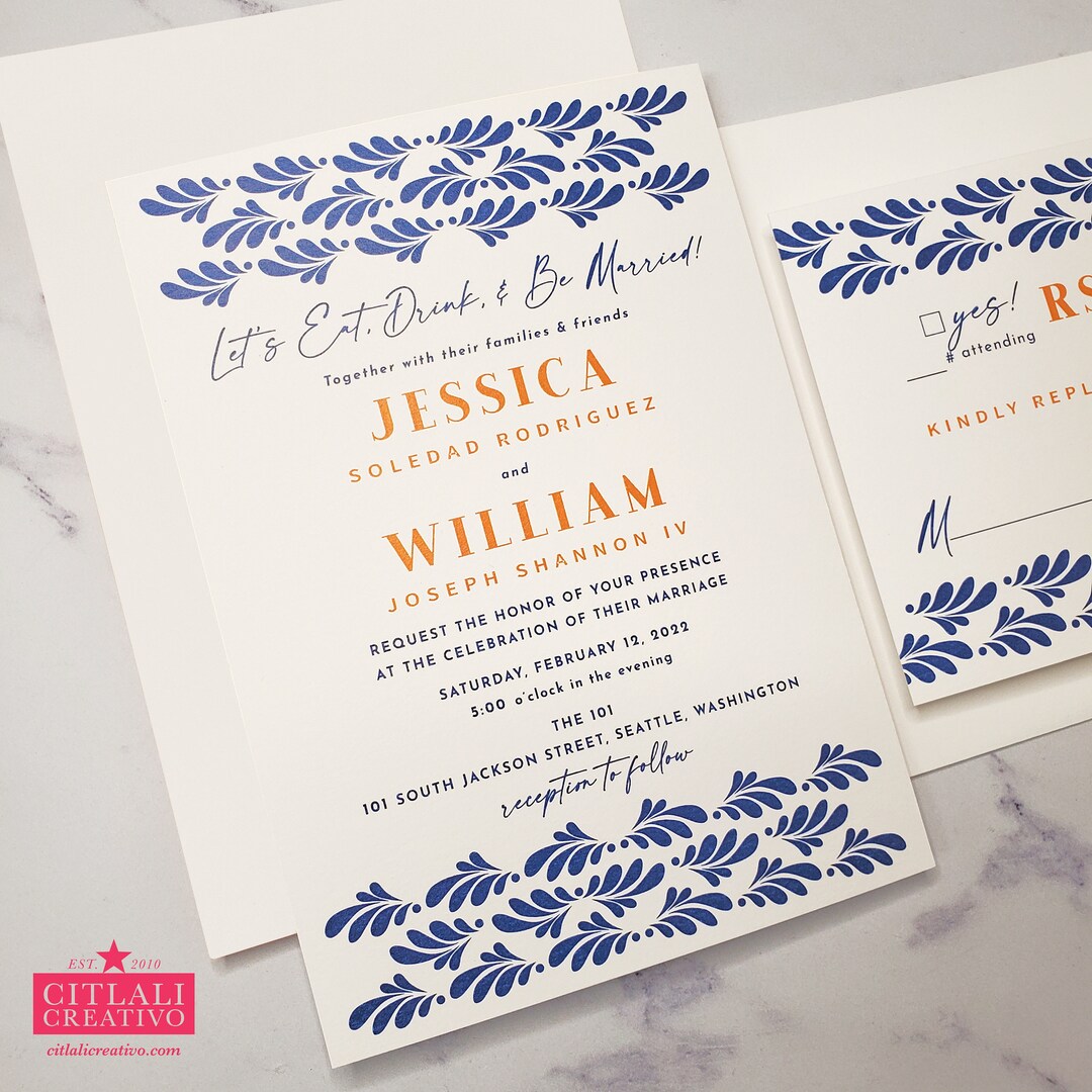 Talavera Spanish Tile Wedding Invitations, Printed Invites With ...