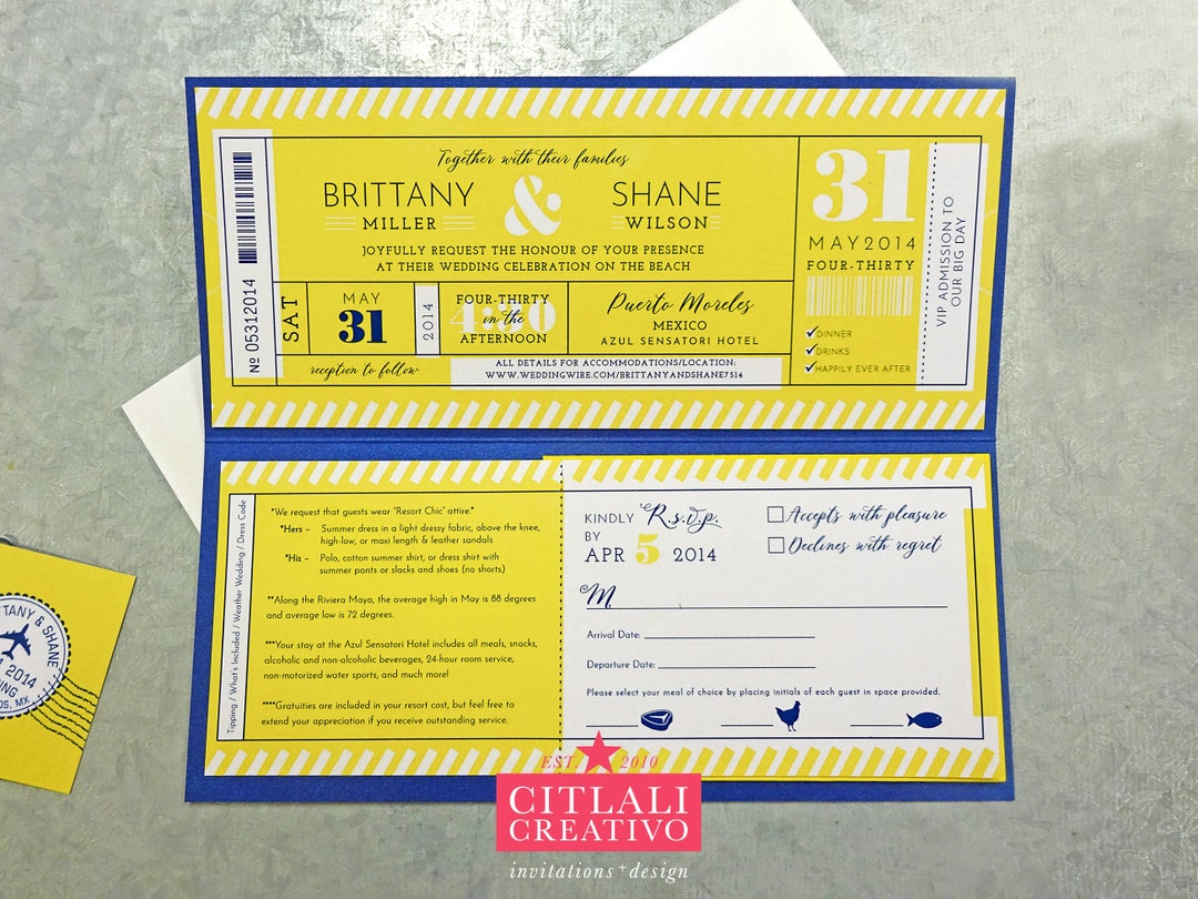 Postal Mail Ticket Folder Destination Wedding Invitation, Passport ...